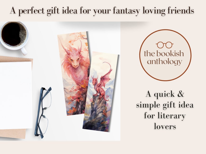 Dragon Printable Bookmark | Dragon Bookmarks for Her | Romance ...