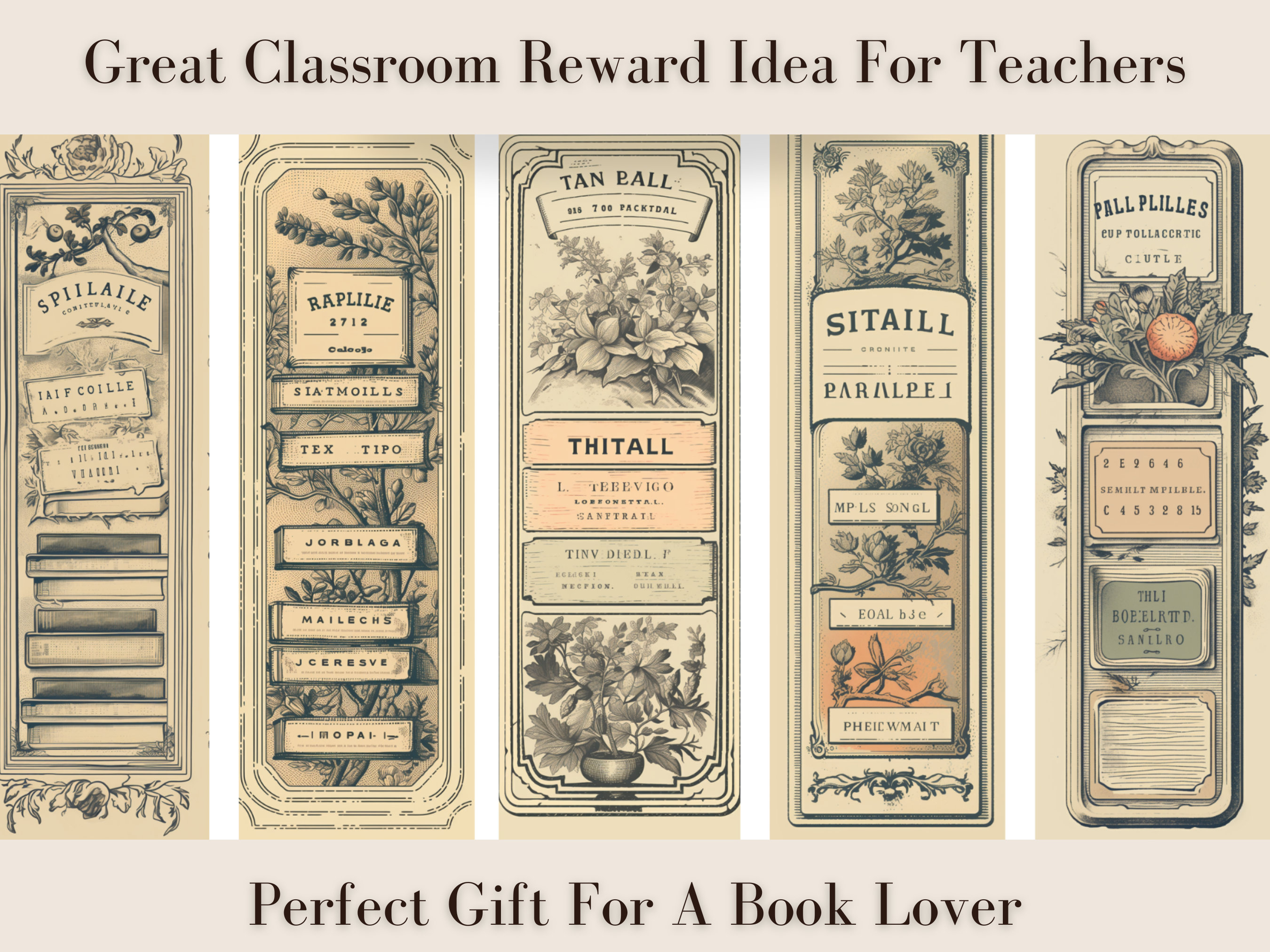 Vintage Book Spine Printable Bookmarks: Bookish Gift (digital Download ...