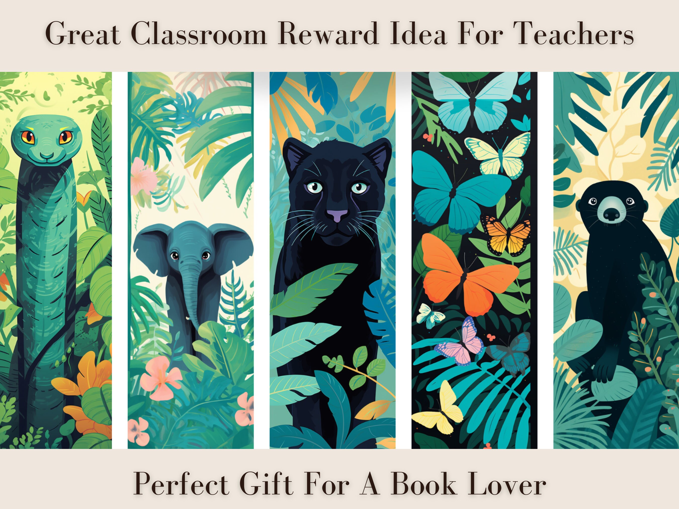 Jungle Animal Printable Bookmark | Cute Animals Bookmark | Bookmarks ...