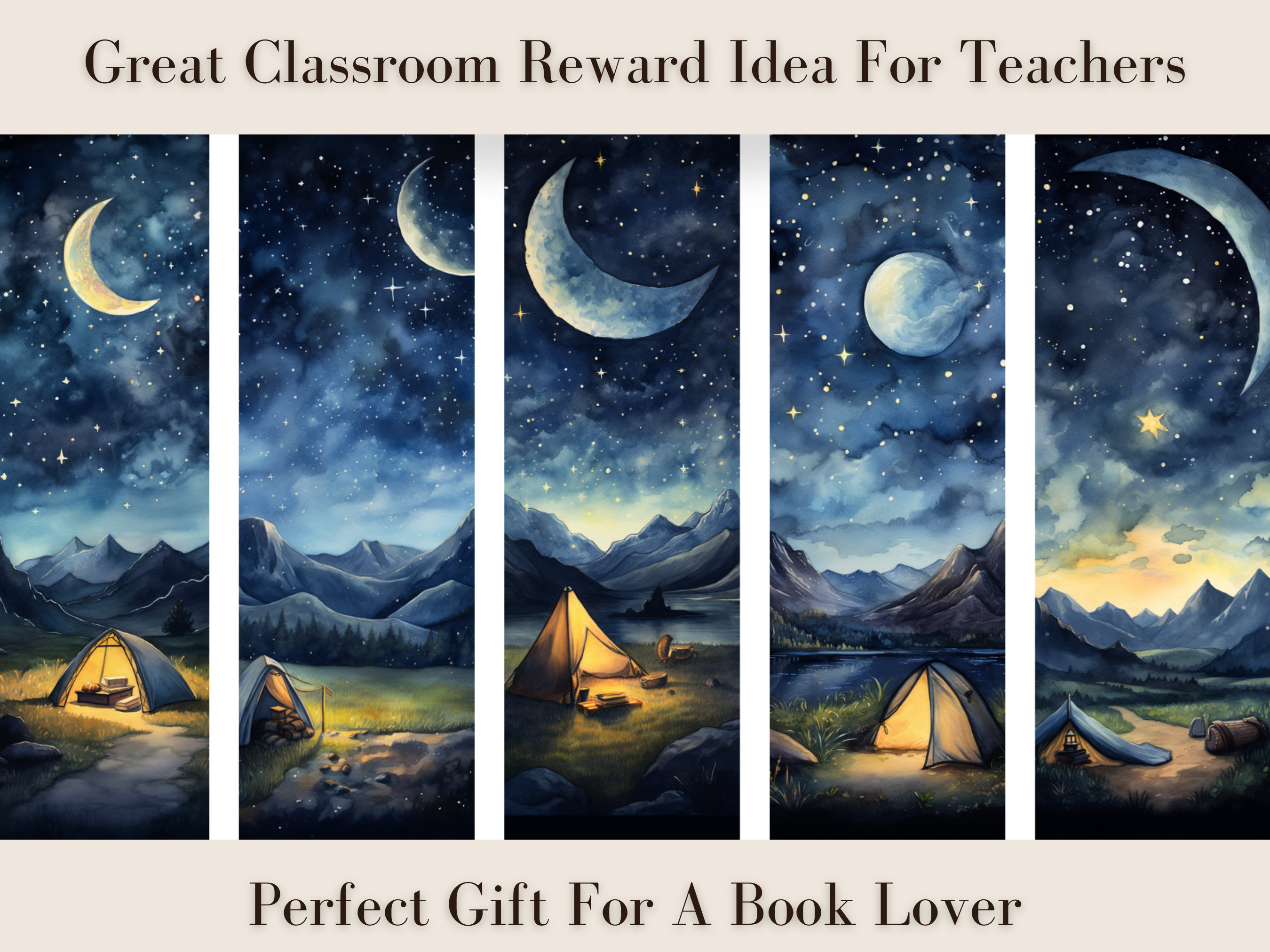 Set of 15 Starry Night Printable Bookmark Stars and Moon - Etsy