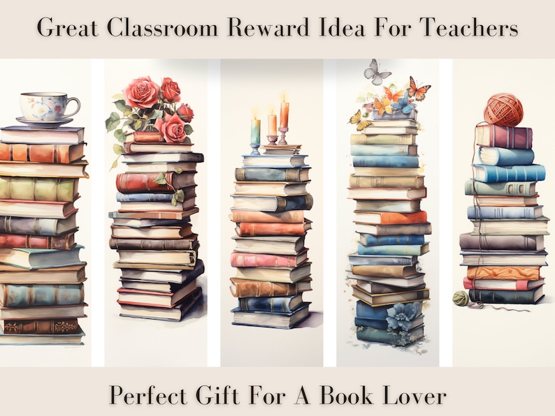 Vintage Romantic Book Stack Printable Bookmarks Romance Bookmarks Book ...