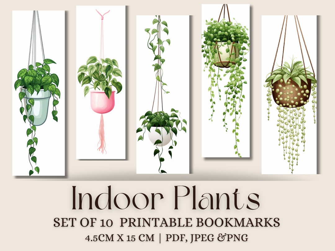 Indoor Plant Bookmark | Printable Bookmark | Plant Bookmark | Book ...