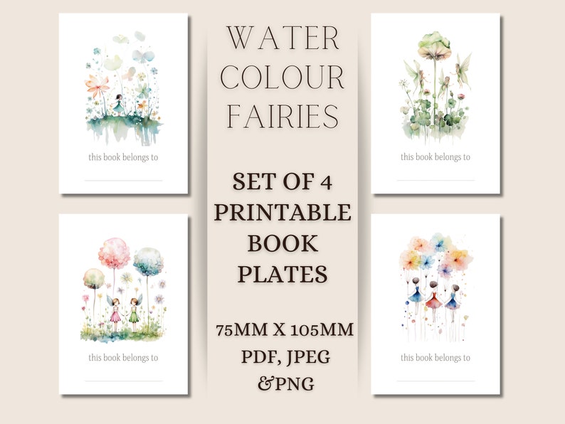 Water Colour Fairy Book Plates Printable Book Plate Fantasy Book Plates ...