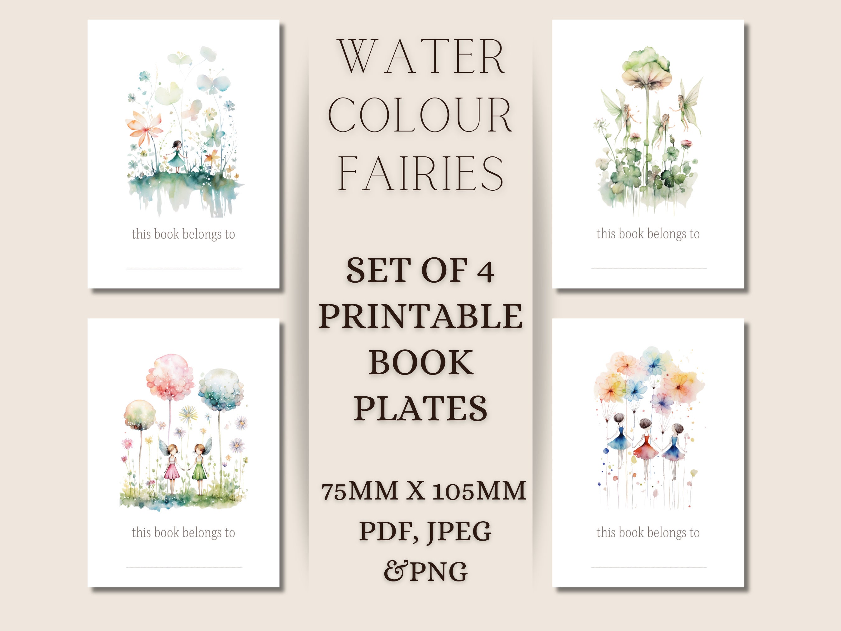 Water Colour Fairy Book Plates Printable Book Plate Fantasy Book Plates ...