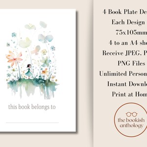 Water Colour Fairy Book Plates Printable Book Plate Fantasy Book Plates ...
