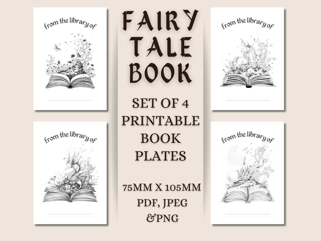 Fantasy Fairy Tale Book Plates, Printable Fantasy Book Plate, Dragon ...