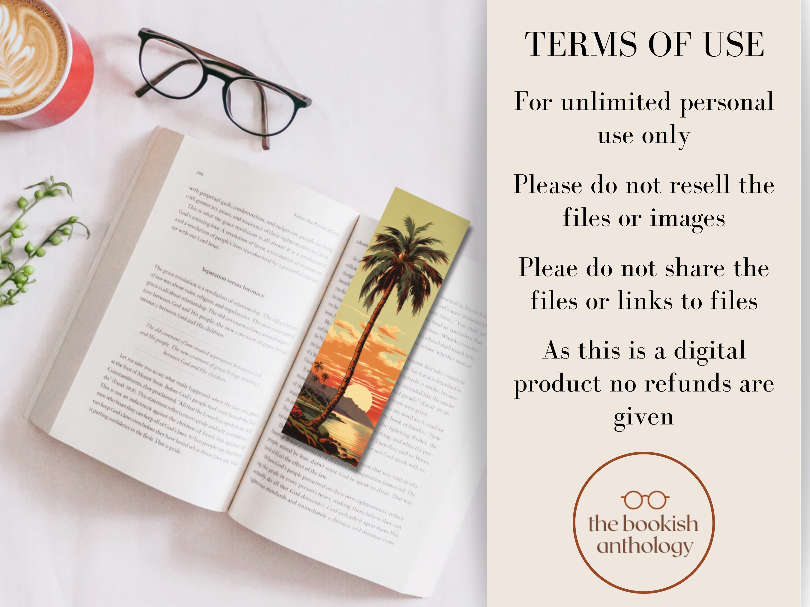 Tropical Palm Tree Bookmarks: Vintage Beach Designs (digital Download ...