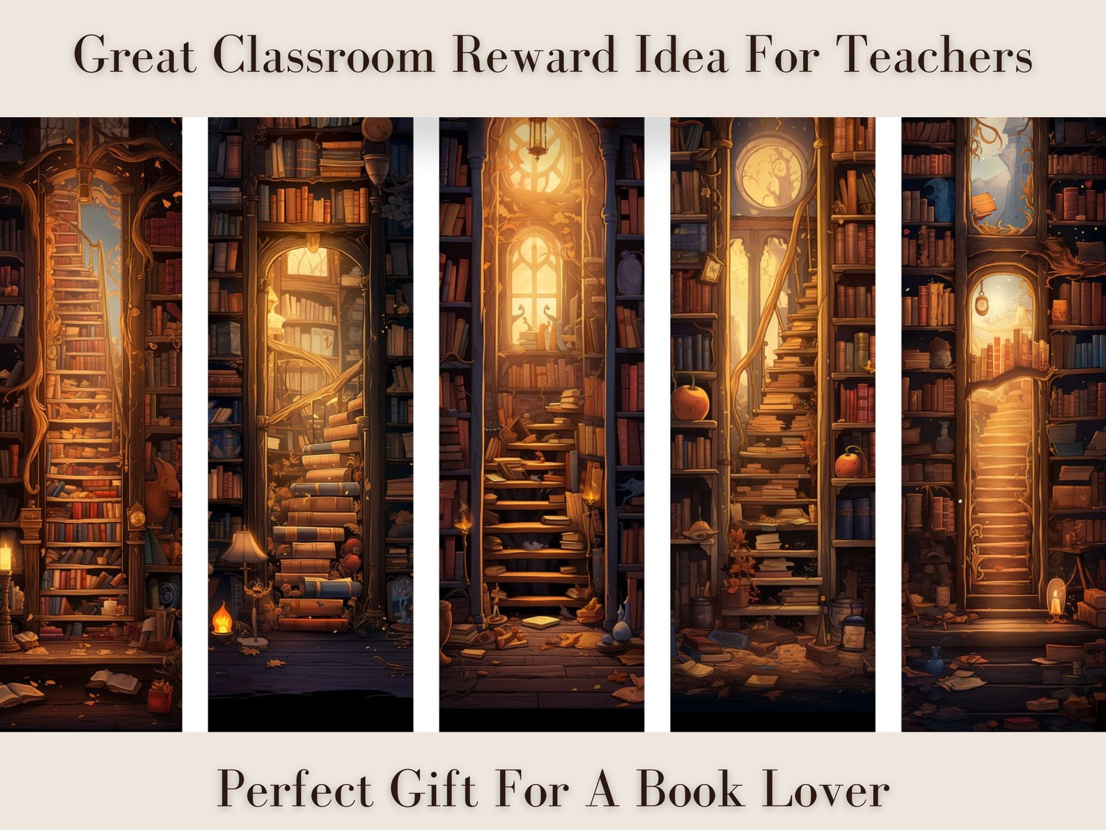 Academia Printable Bookshelf Bookmark Book Stack Bookmark Bookmark for ...