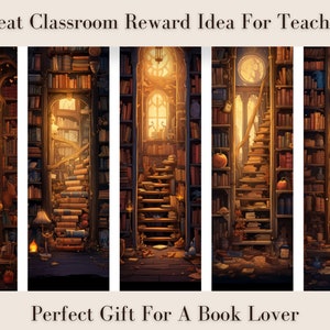 Academia Printable Bookshelf Bookmark | Book Stack Bookmark | Bookmark ...