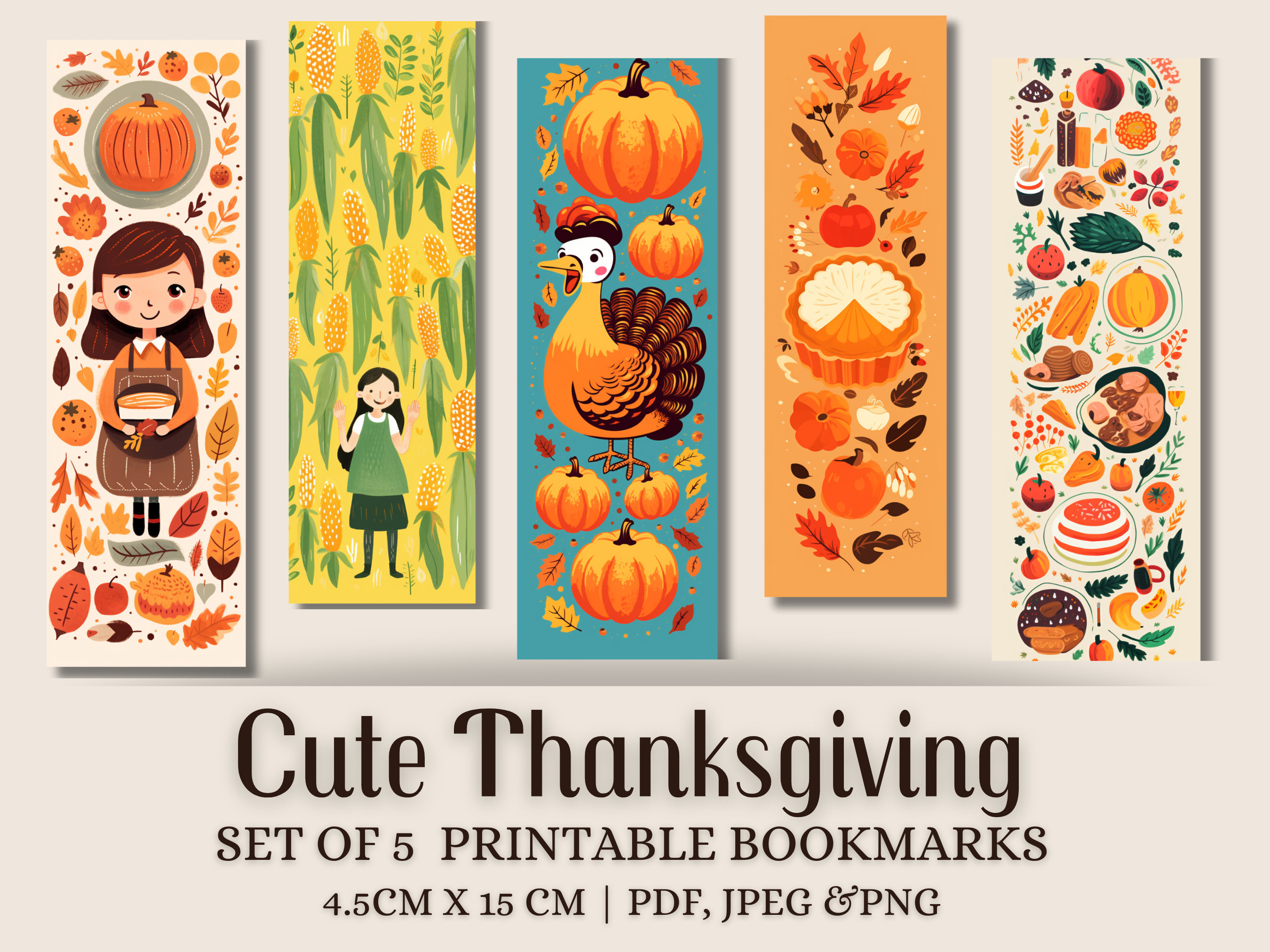 Thanksgiving Printable Bookmarks | Cute Holiday Bookmarks | Fall ...
