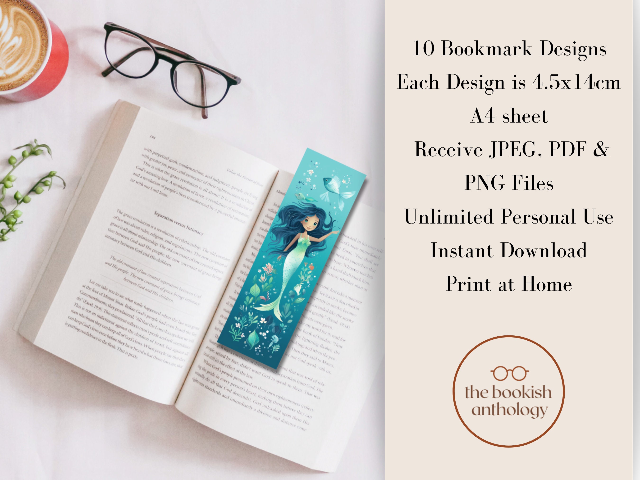 10 Cute Mermaid Bookmarks | Printable Bookmark | Fantasy Bookmark ...