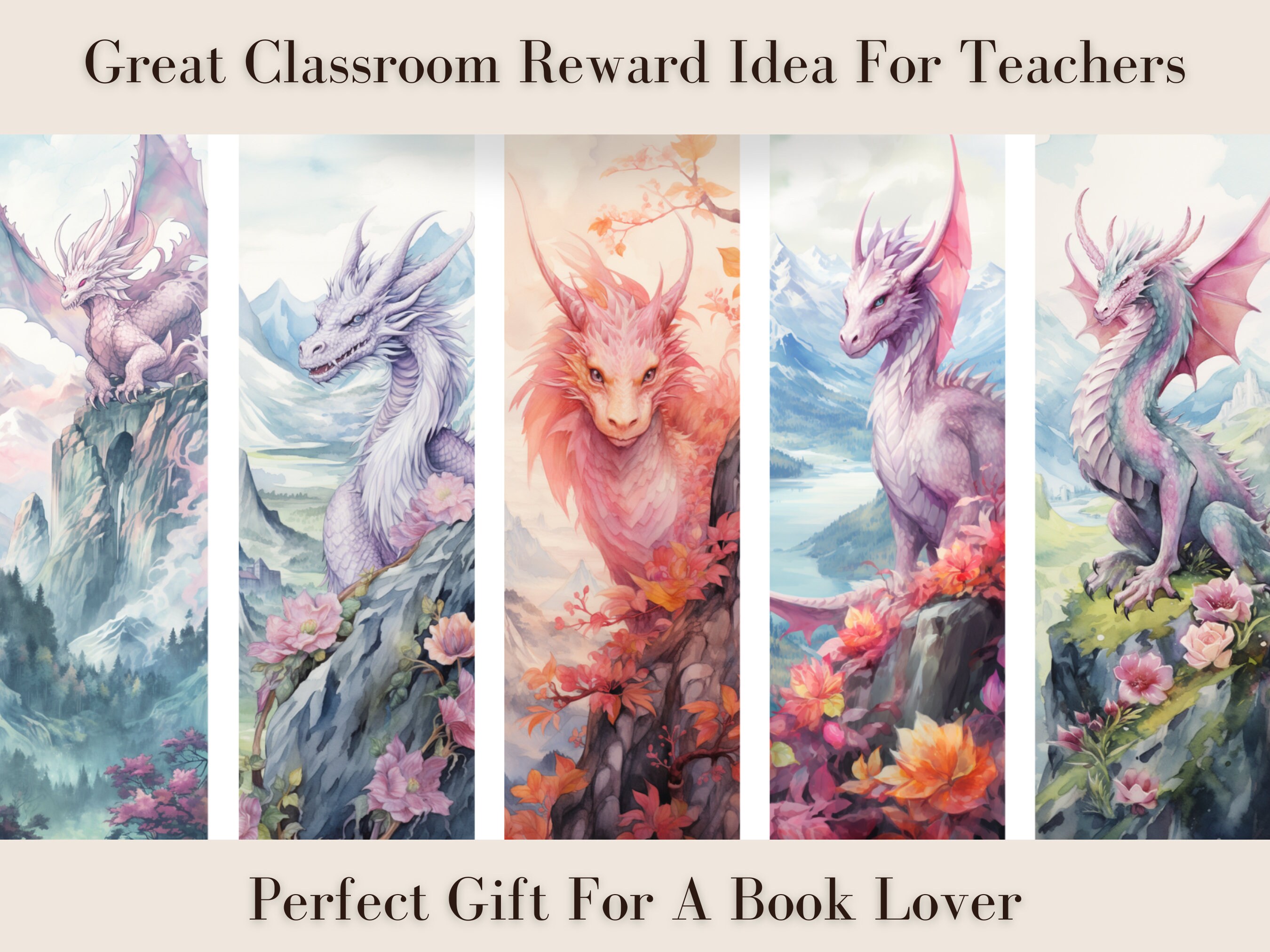 Dragon Printable Bookmark | Dragon Bookmarks for Her | Romance ...