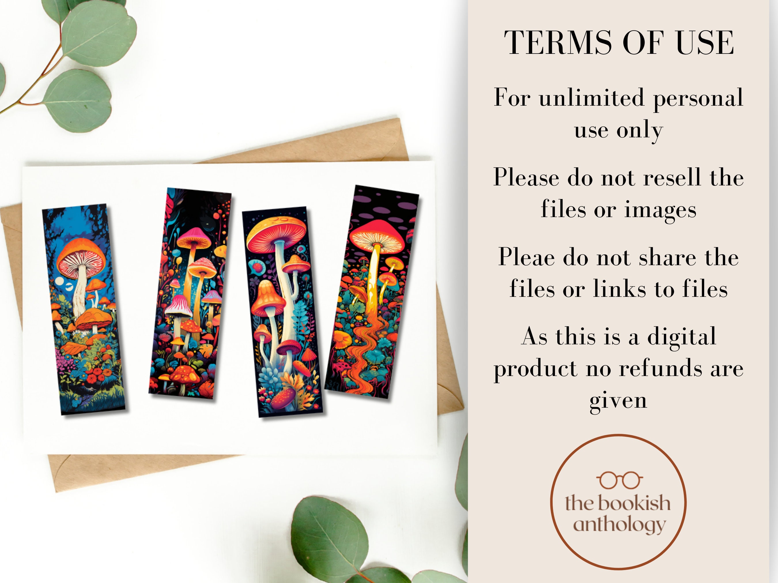 10 Mushroom Bookmarks | Printable Retro Bookmarks | Nature Bookmarks ...