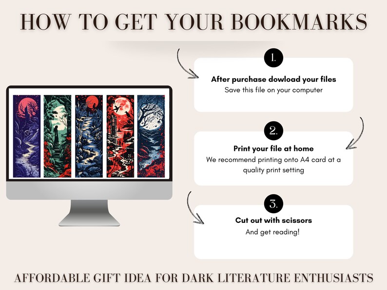 5 Gothic Fantasy Printable Bookmarks | Bookmarks for Him | Fantasy Bookmark | Dark Bookmark ...