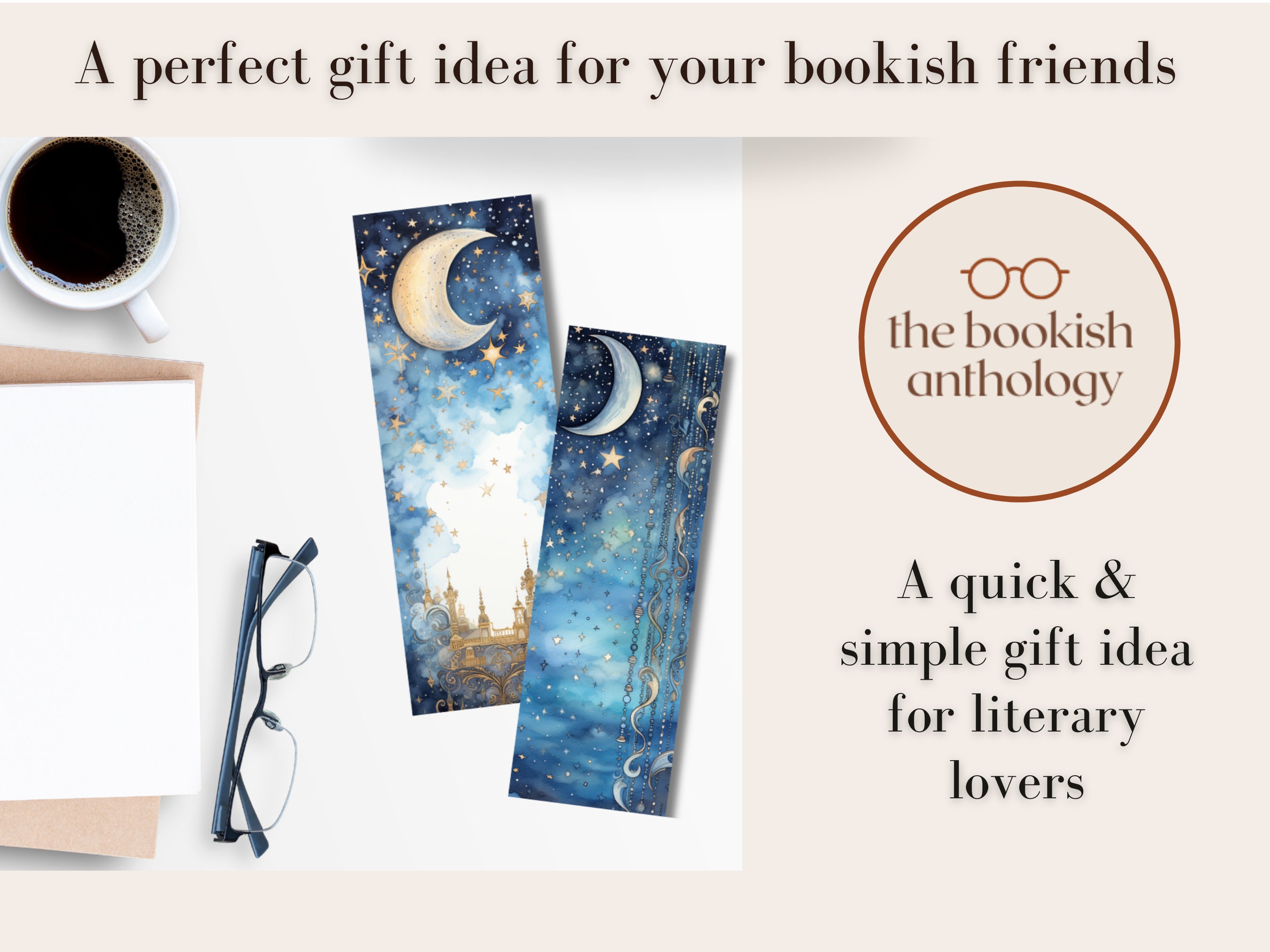 Set of 5 Watercolor Starry Night Bookmark Printable Night Sky Bookmark ...