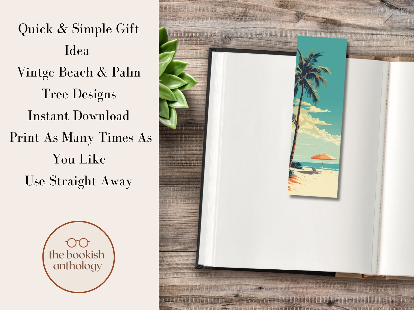Tropical Palm Tree Bookmarks: Vintage Beach Designs (digital Download ...