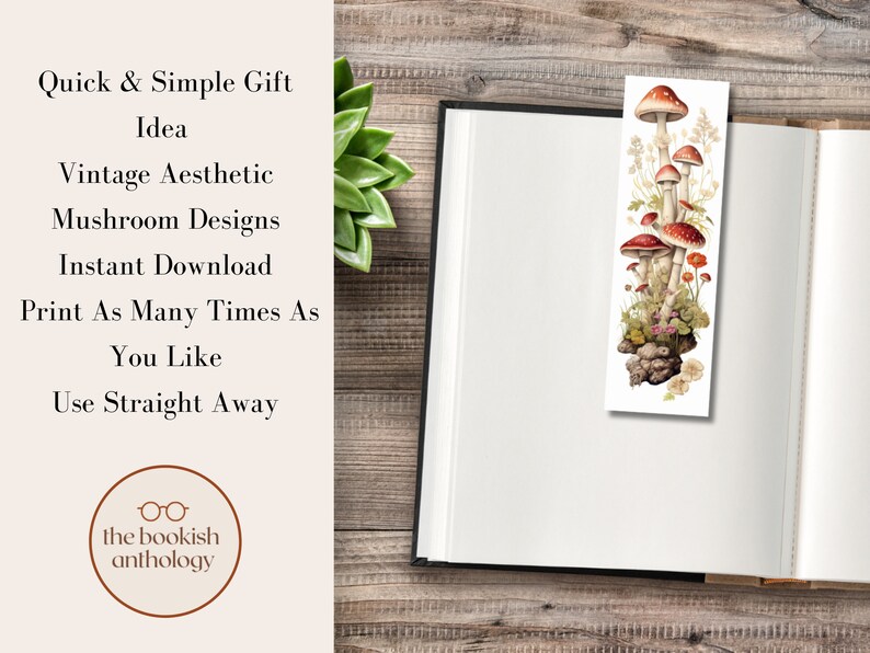 Set of 10 Vintage Mushroom Bookmarks Printable Mushroom Bookmark ...
