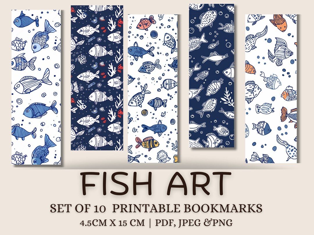 10 Fish Printable Bookmarks | Sea Creature Bookmark | Pattern Bookmark ...