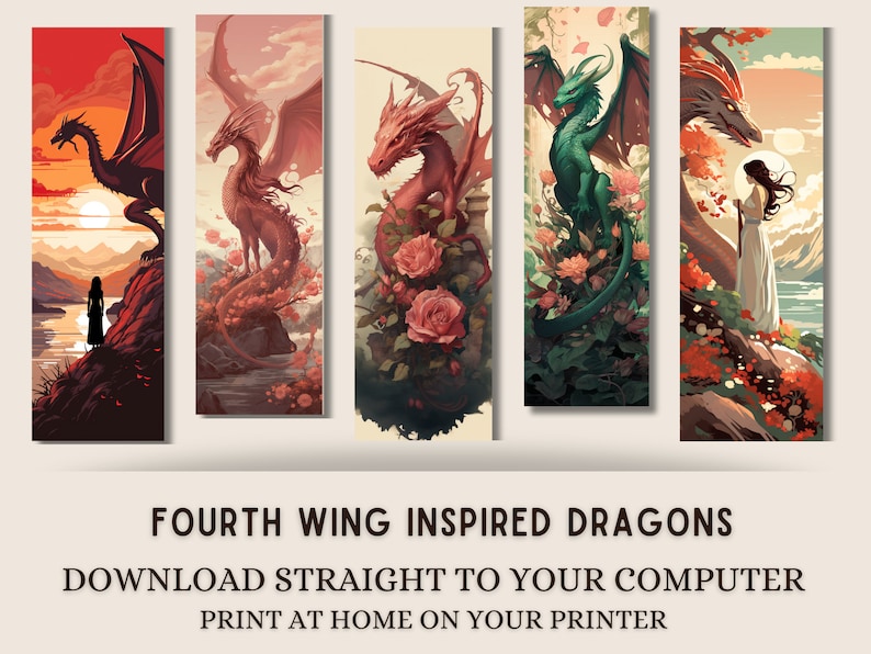 15 Fourth Wing Inspired Printable Bookmark Dragon Bookmark Dragon ...