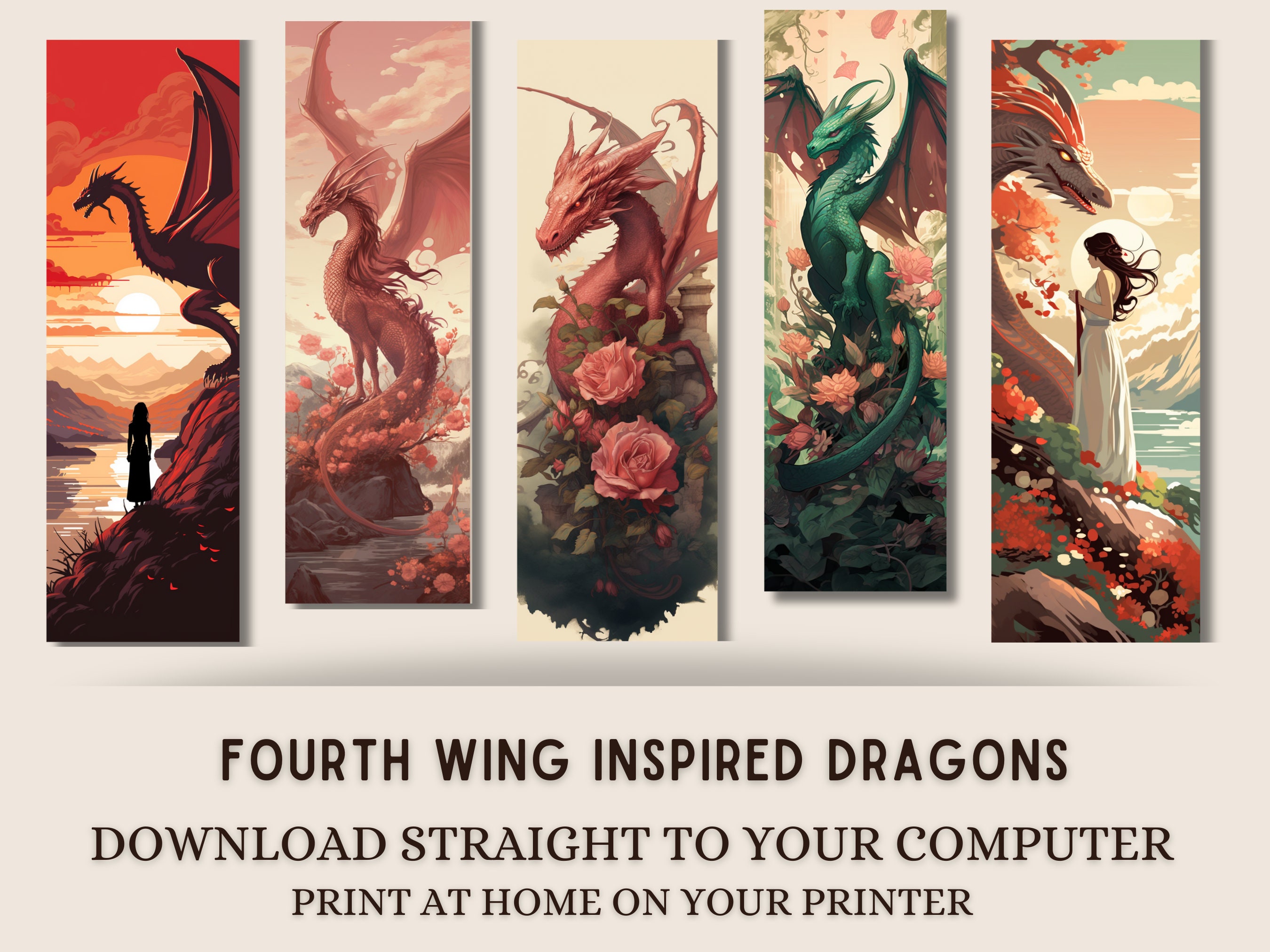 15 Fourth Wing Inspired Printable Bookmark | Dragon Bookmark | Dragon ...