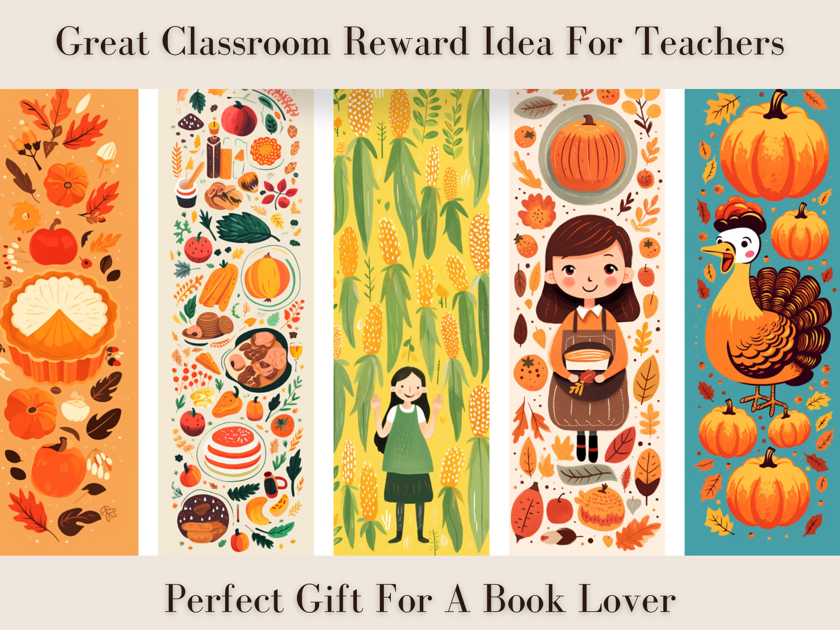 Thanksgiving Printable Bookmarks | Cute Holiday Bookmarks | Fall ...