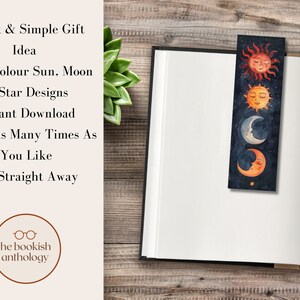 Sun and Moon Printable Bookmarks, Celestial Designs, Digital Download ...