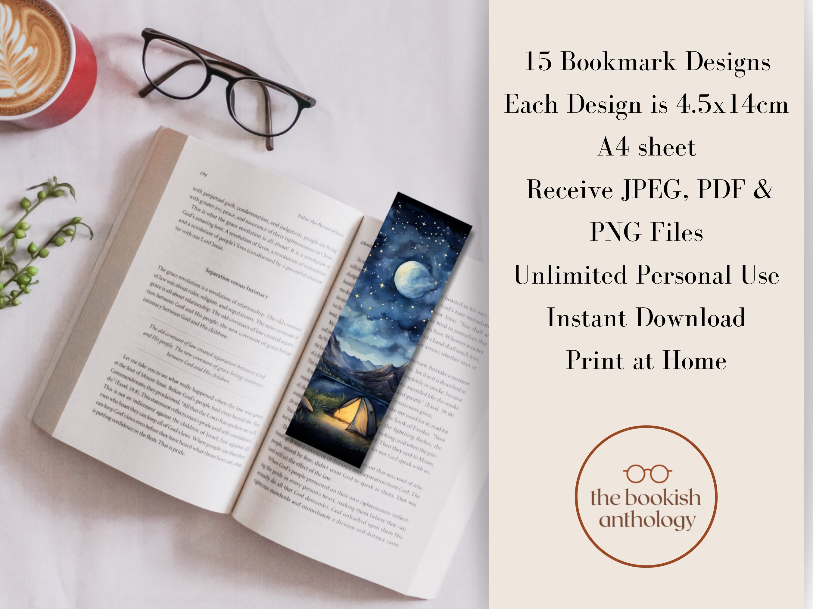 Set of 15 Starry Night Printable Bookmark Stars and Moon - Etsy