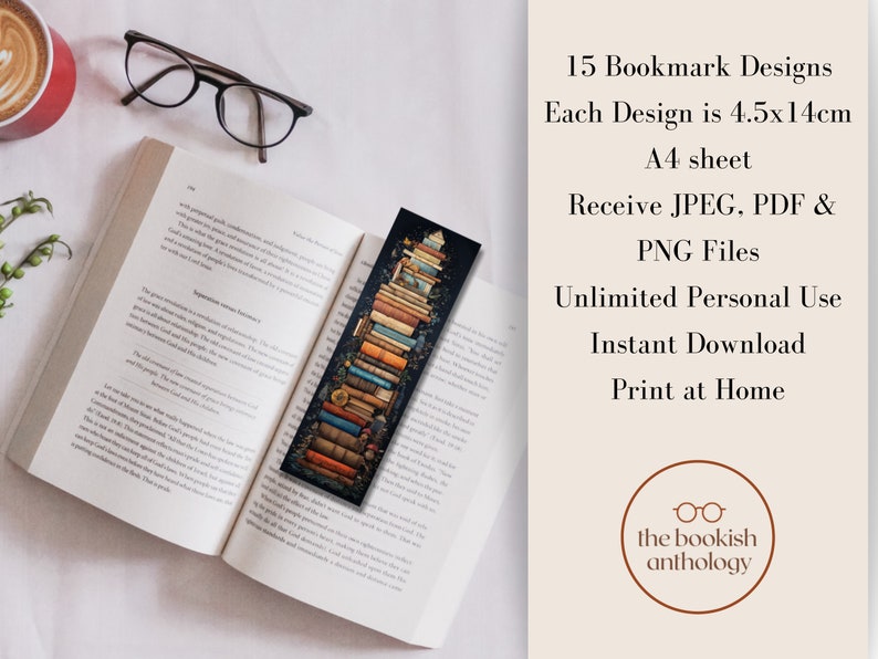 Academia Printable Bookshelf Bookmark | Book Stack Bookmark | Bookmark ...