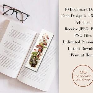 Set of 10 Vintage Mushroom Bookmarks Printable Mushroom Bookmark ...