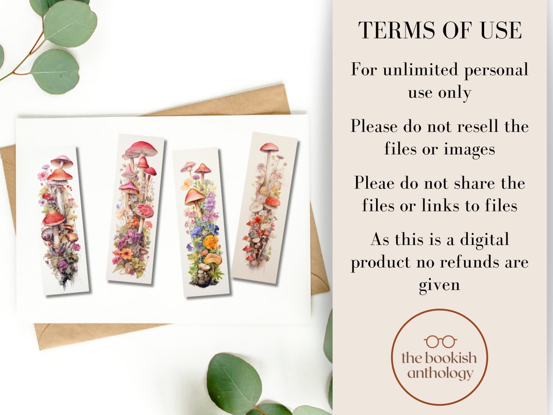 10 Floral Mushroom Printable Bookmarks Nature Bookmarks Vintage ...