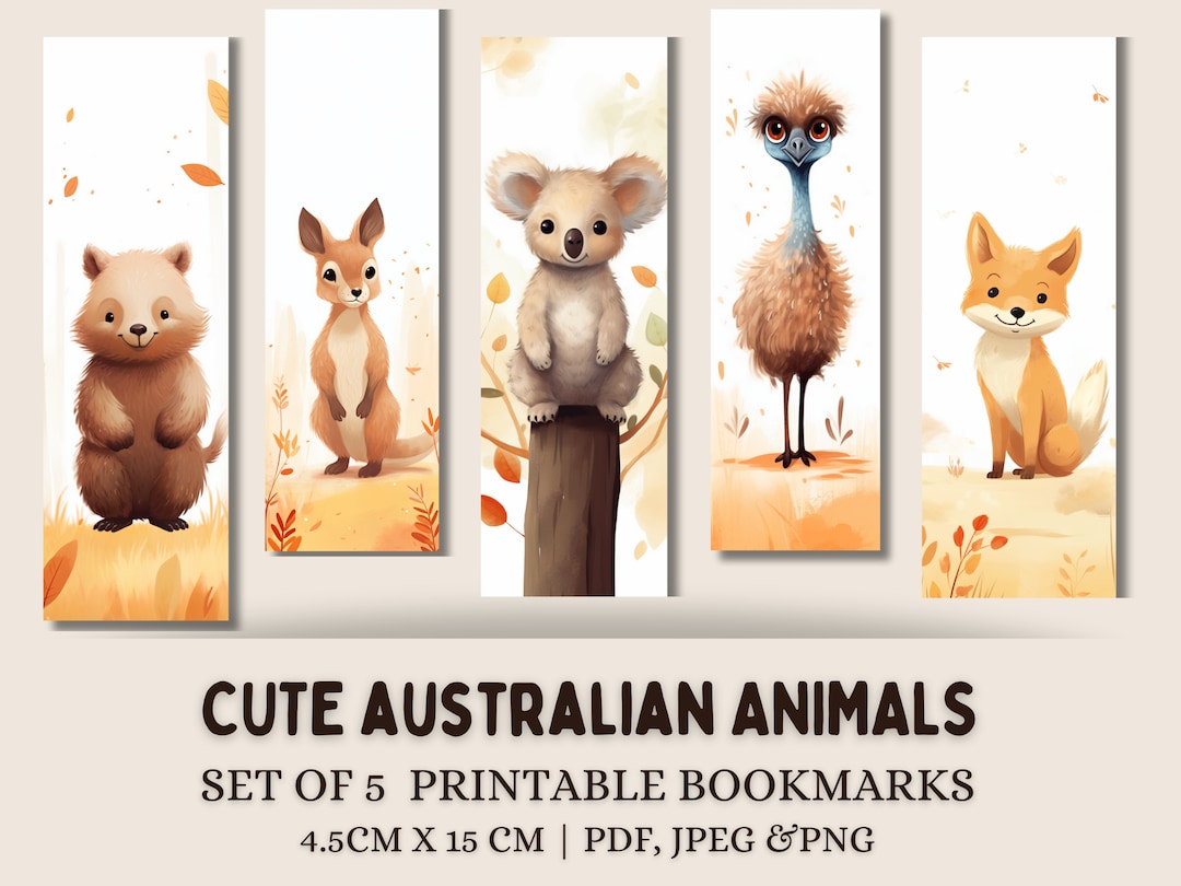 5 Cute Australian Animal Bookmarks Printable Animal Bookmarks DIY ...