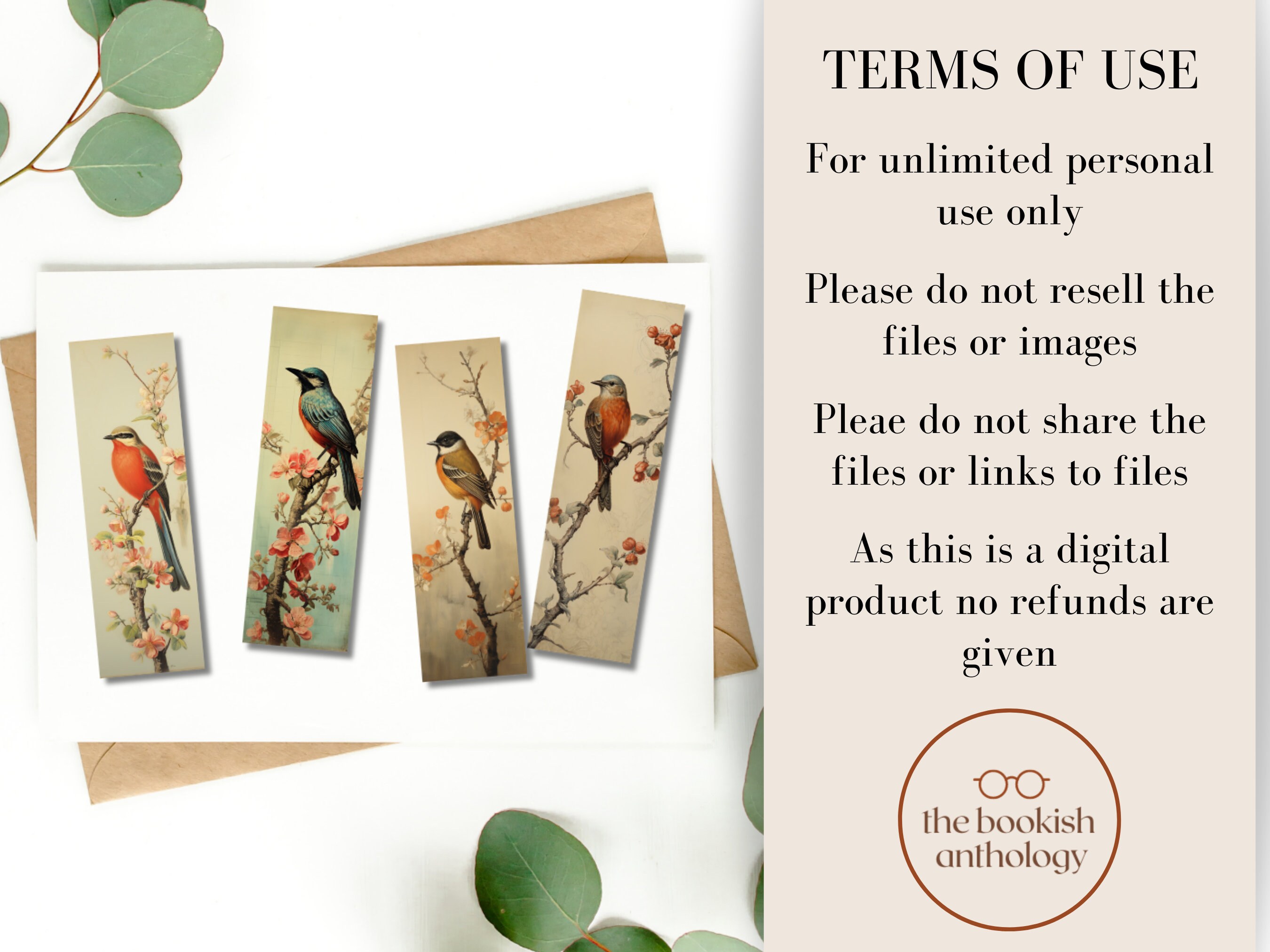 Vintage Bird Bookmarks: Floral Style, Set of 10 (digital Download) - Etsy