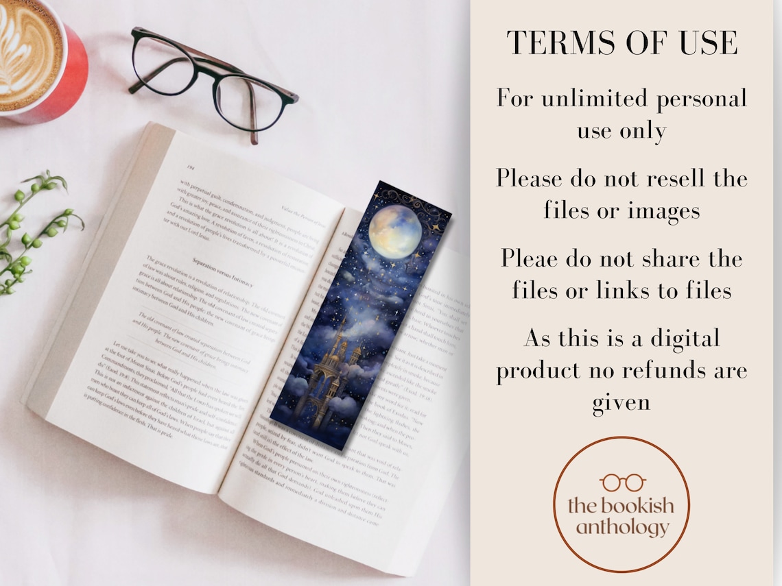 Moon & Stars Printable Bookmark | Celestial Bookmark Printable | Galaxy ...