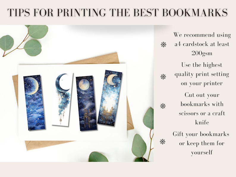 Set of 5 Watercolor Starry Night Bookmark Printable Night Sky Bookmark ...