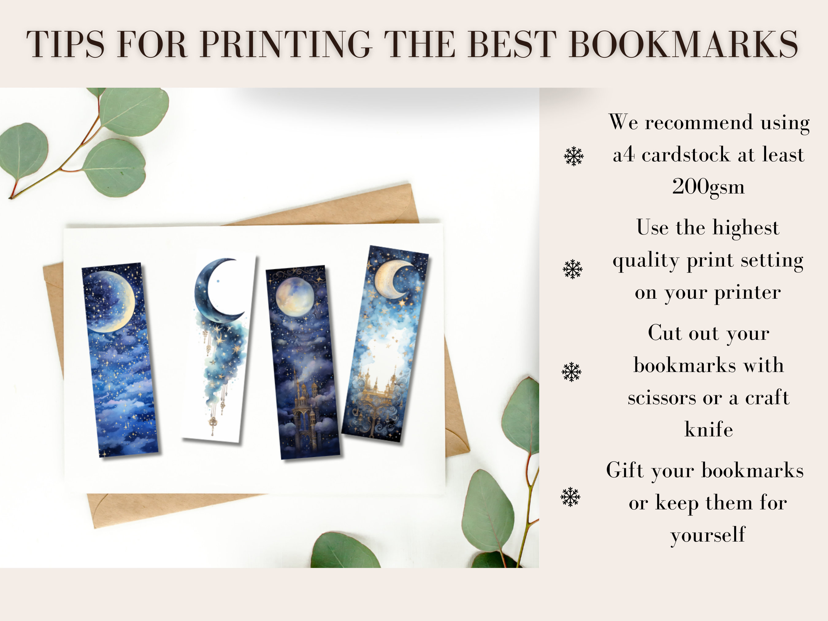 Set of 5 Watercolor Starry Night Bookmark Printable Night Sky Bookmark ...