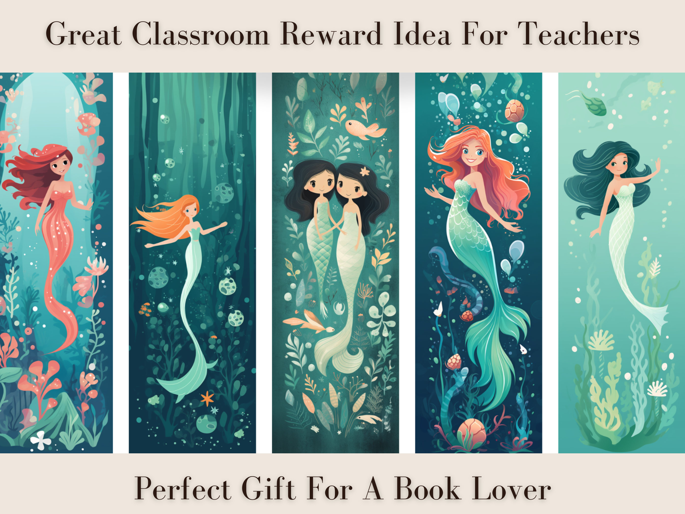 10 Cute Mermaid Bookmarks | Printable Bookmark | Fantasy Bookmark ...