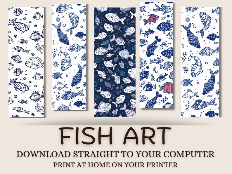 10 Fish Printable Bookmarks | Sea Creature Bookmark | Pattern Bookmark ...