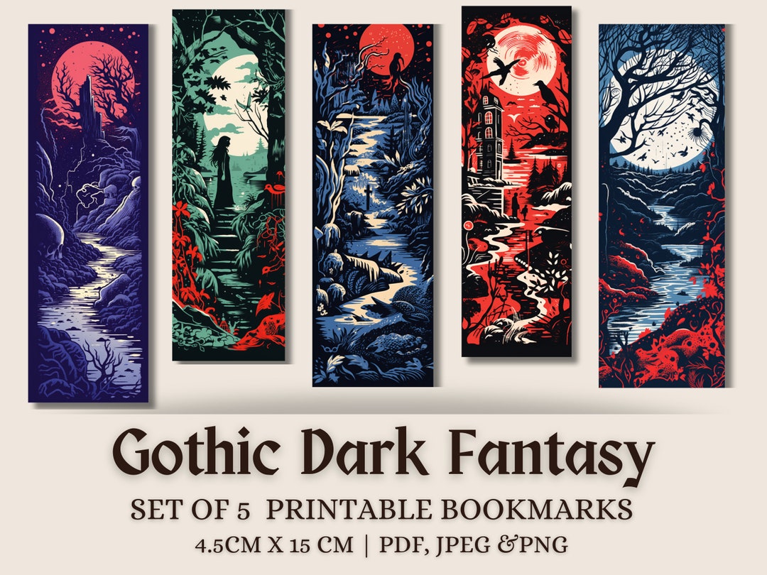 5 Gothic Fantasy Printable Bookmarks | Bookmarks for Him | Fantasy ...
