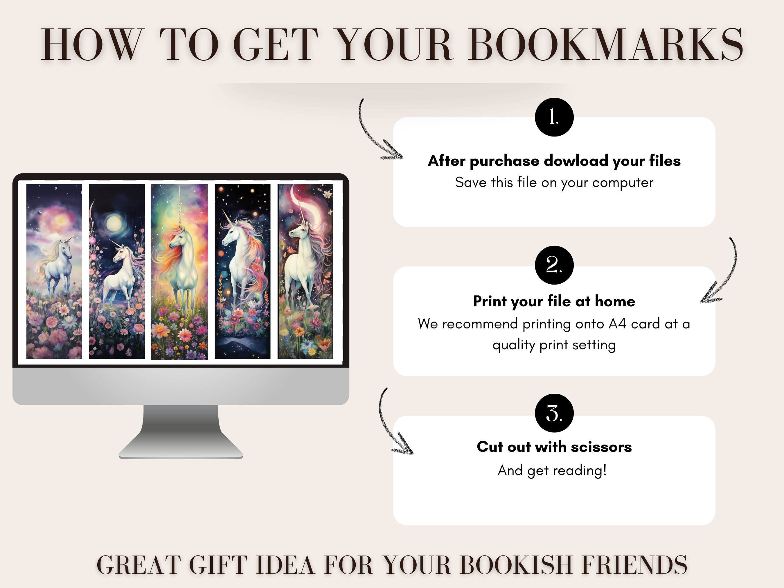 Unicorn Printable Bookmarks Fantasy Bookmark Bookmark for Girls Magical ...