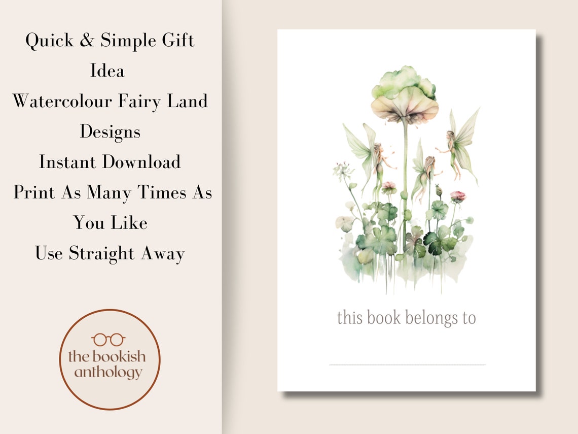 Water Colour Fairy Book Plates Printable Book Plate Fantasy Book Plates ...