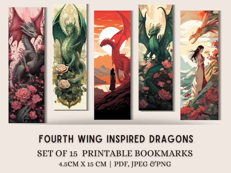 15 Fourth Wing Inspired Printable Bookmark Dragon Bookmark Dragon ...
