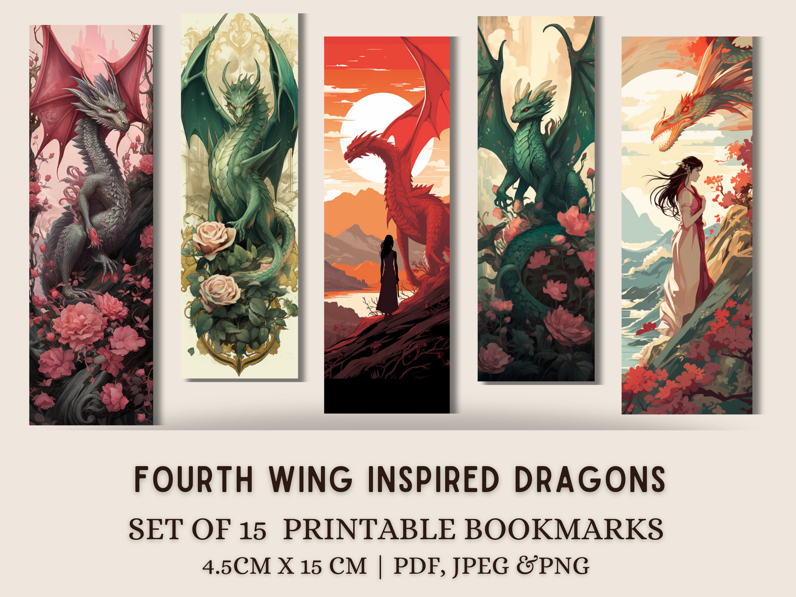 15 Fourth Wing Inspired Printable Bookmark | Dragon Bookmark | Dragon ...
