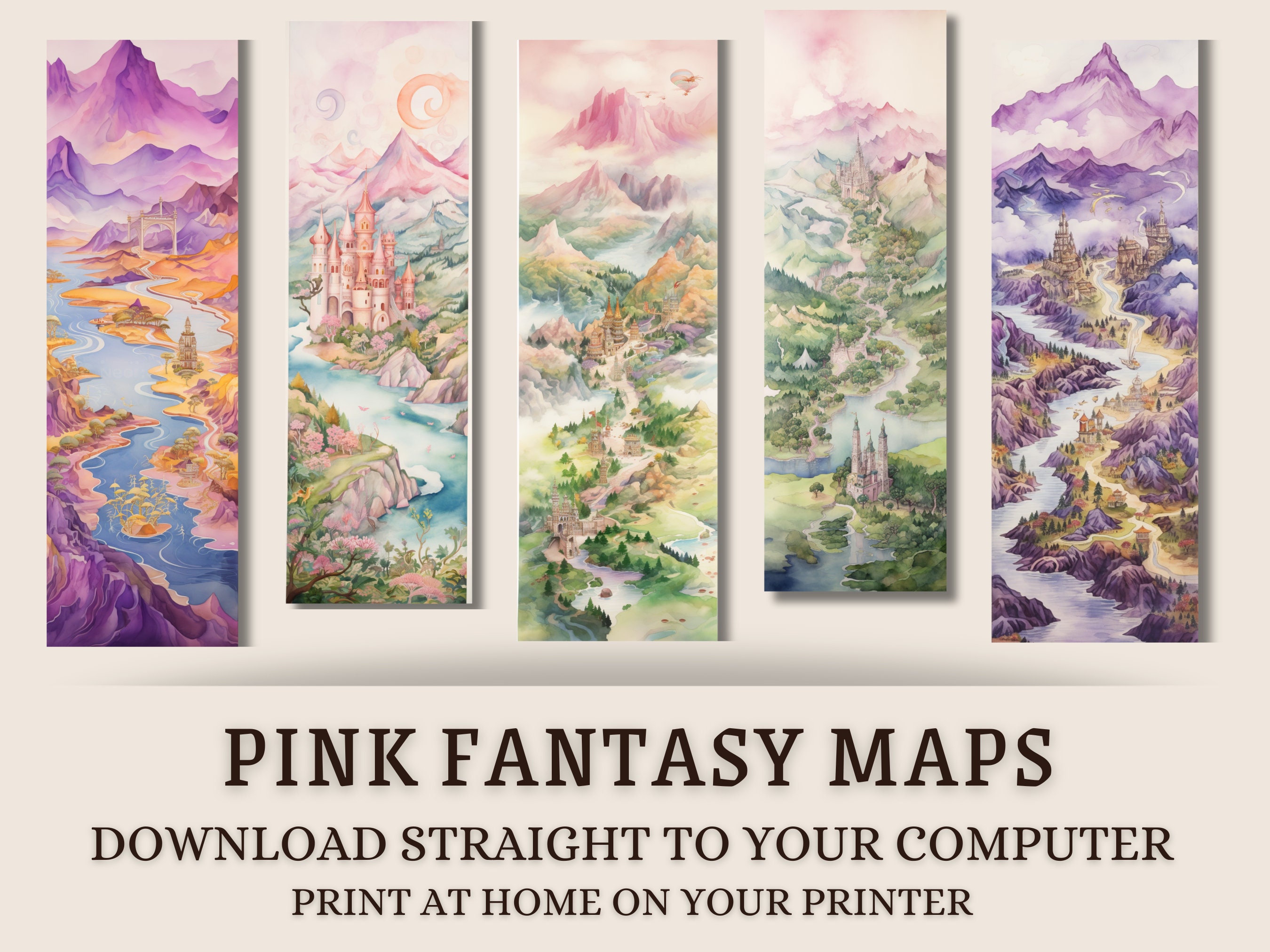 15 Pink Fantasy Map Printable Bookmarks Fantasy Bookmarks Printable ...