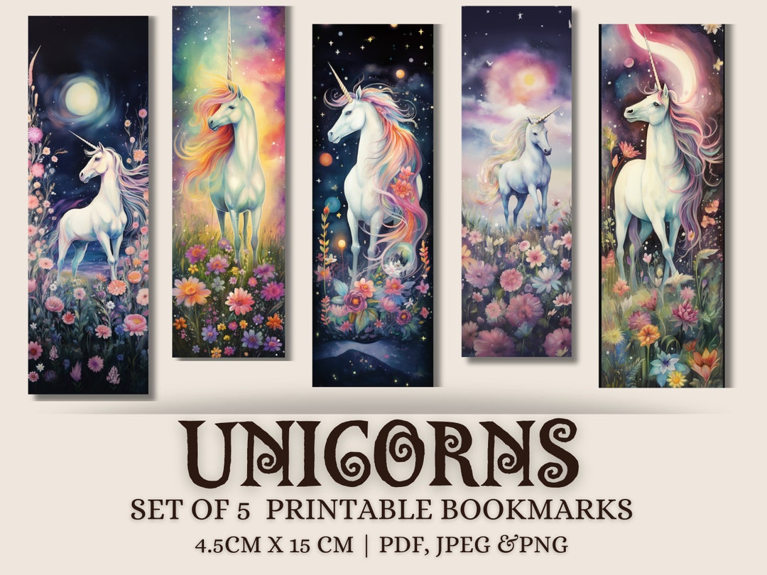 Unicorn Bookmarks: Fantasy Night Sky Designs (printable Set) - Etsy