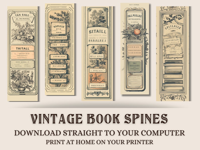 Vintage Book Spine Printable Bookmarks: Bookish Gift (digital Download ...