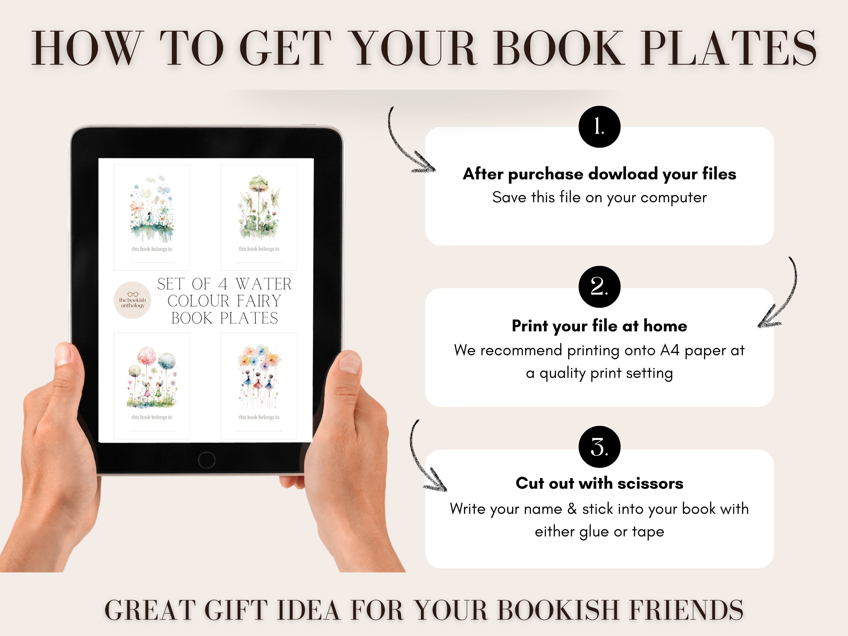 Water Colour Fairy Book Plates Printable Book Plate Fantasy Book Plates ...