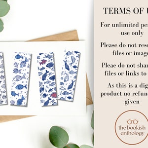 10 Fish Printable Bookmarks | Sea Creature Bookmark | Pattern Bookmark ...