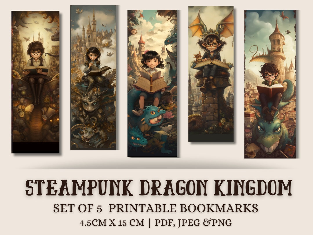 Dragon Printable Bookmark | Fantasy Bookmark | Steampunk Printable ...