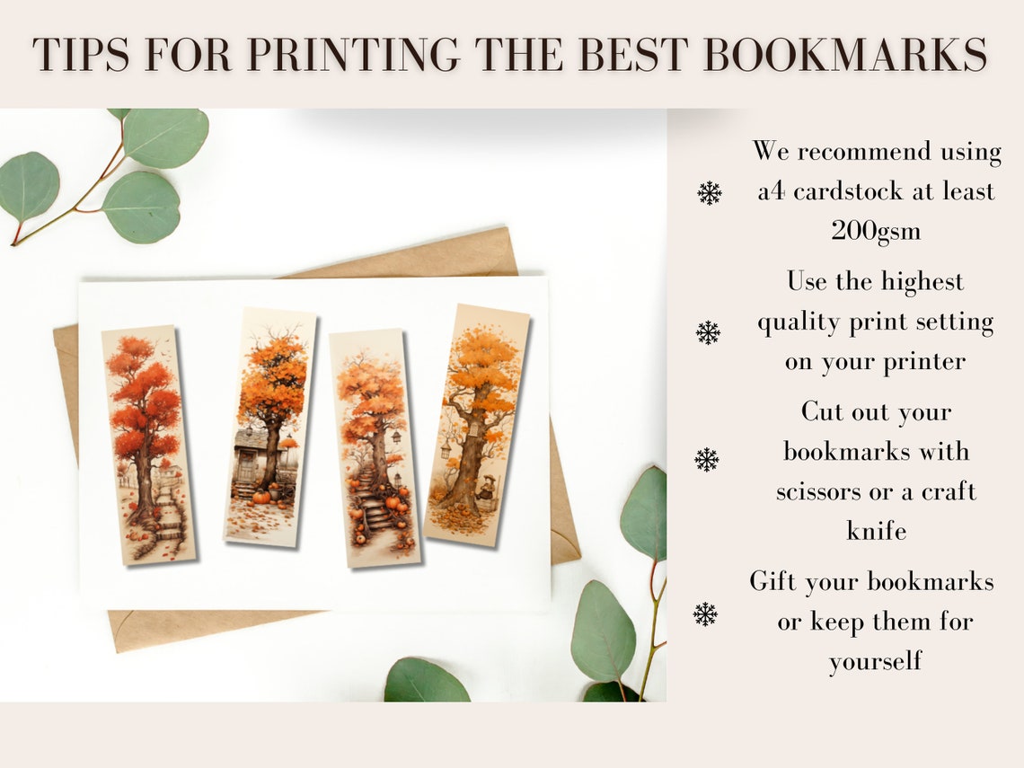 Autumn Tree Bookmarks: Fall Nature Scenery, Set of 5 (digital Download ...