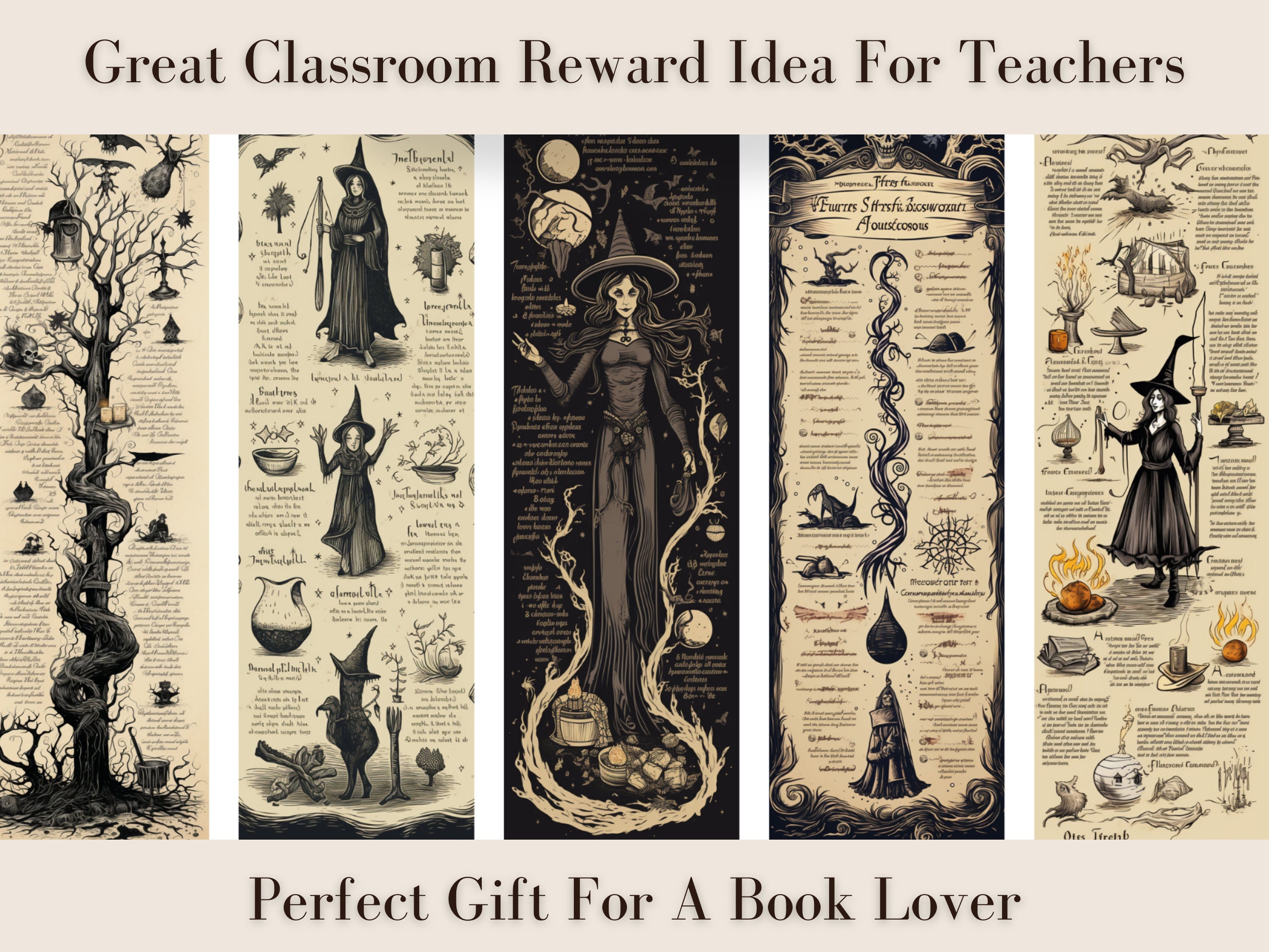 10 Witchy Printable Bookmark Witch Bookmark Download for Book Lover ...